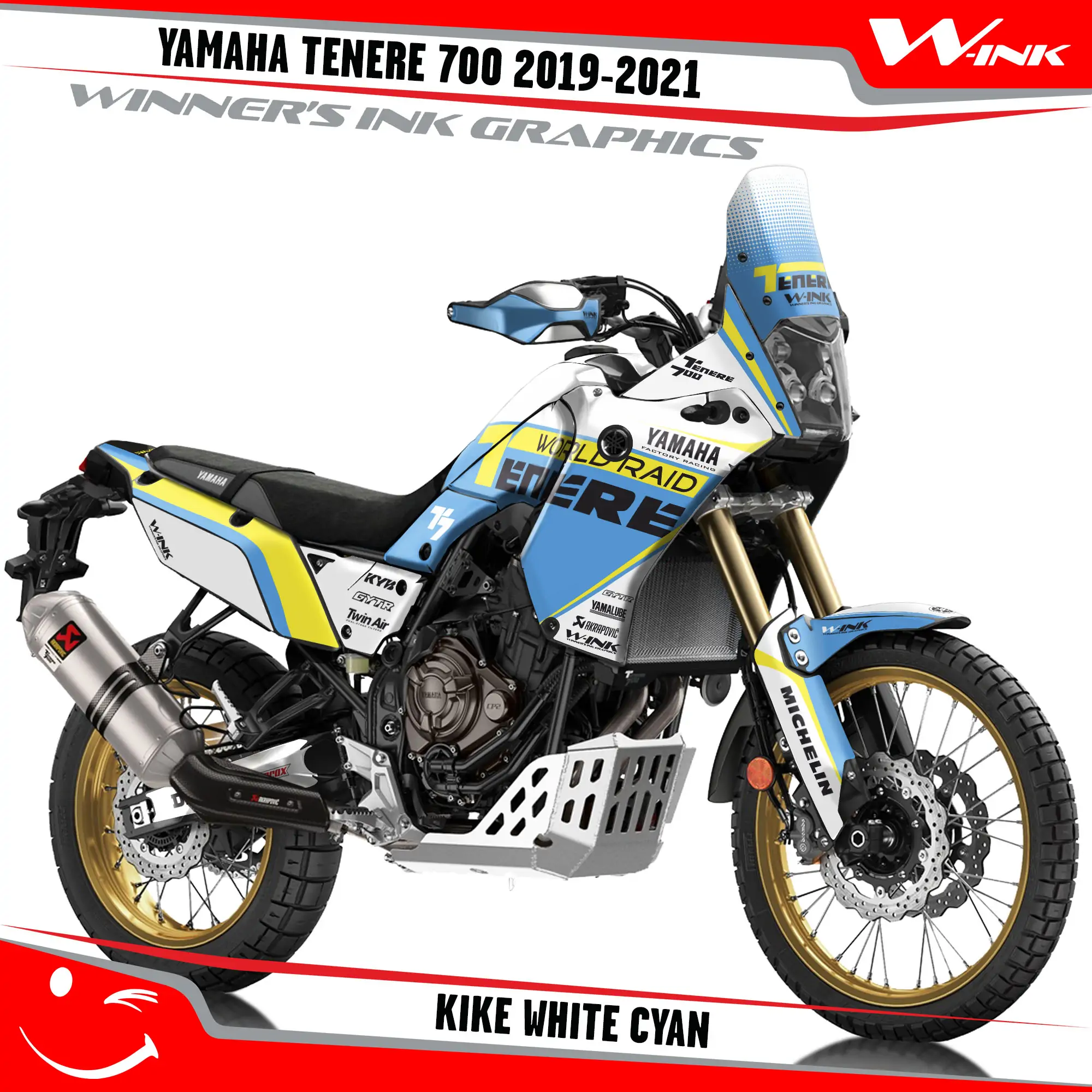 Buy decals Yamaha Tenere 700 2019-2022 Kike White Cyan