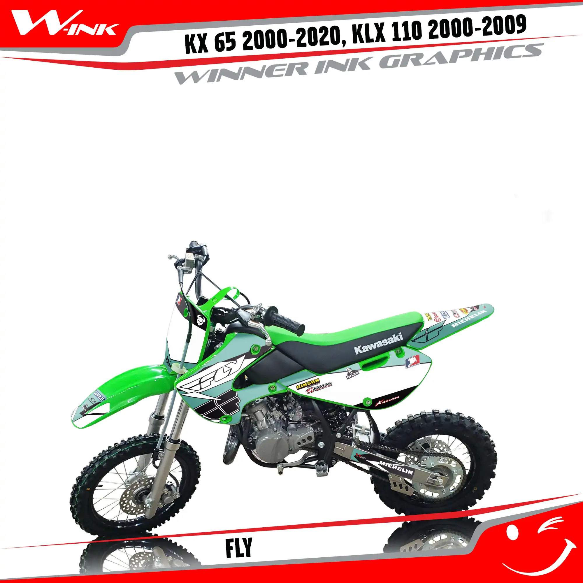 Buy decals Kawasaki KX 65 2000-2020, KLX 110 2000-2009 OEM