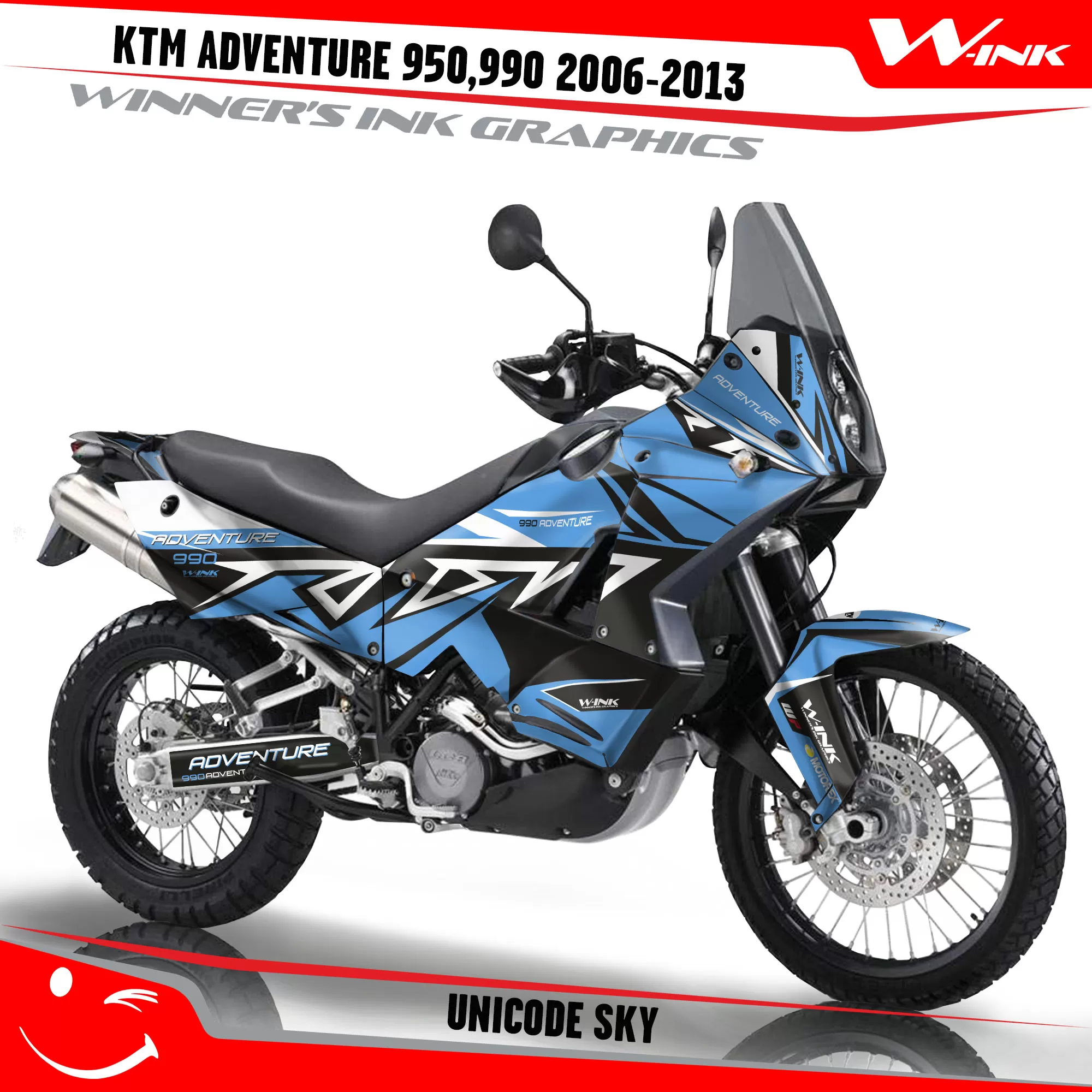 Set of stickers for KTM Adventure 950,990 2006-2013 Unicode Black